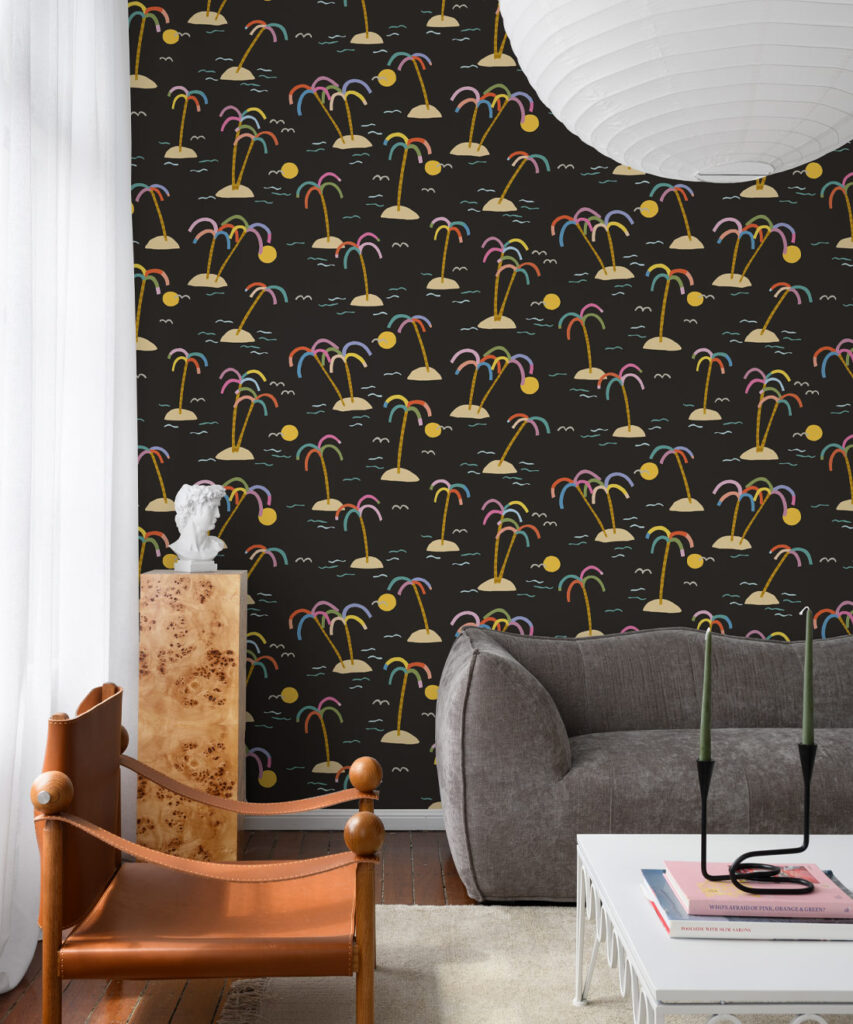 Happy Like A Holiday Wallpaper • Palm Tree Wallpaper • Milton & King UK