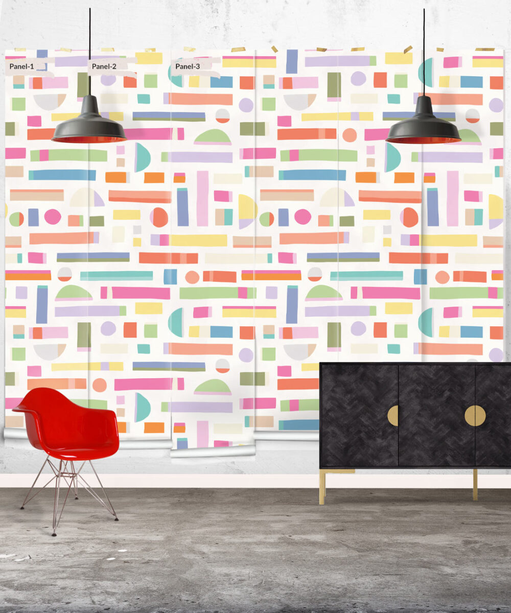 Shape Play Mural • Fun Geometric Wallpaper • Milton & King UK