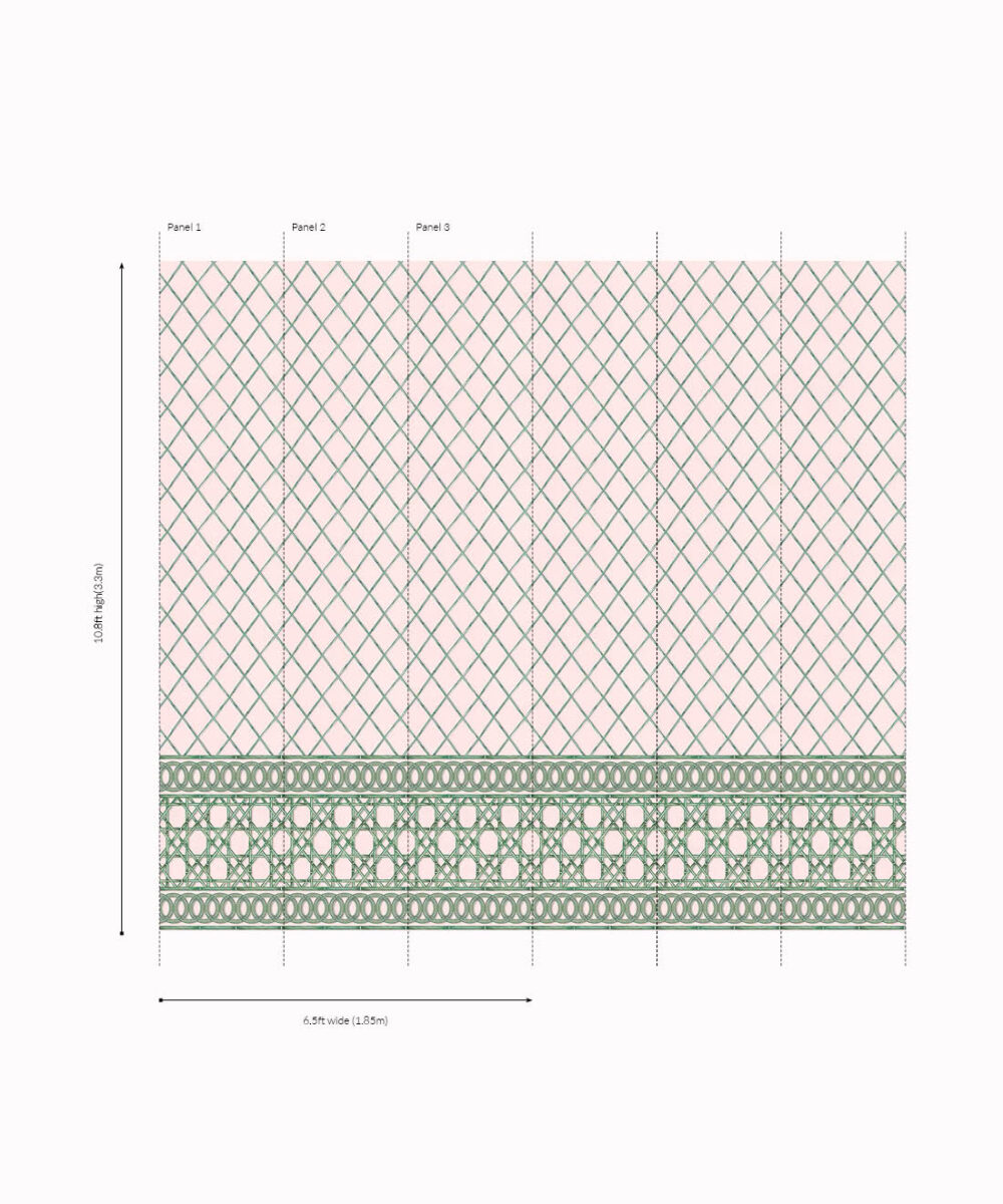 Colony Frieze Mural • Plain Trellis Wallpaper • Milton & King UK