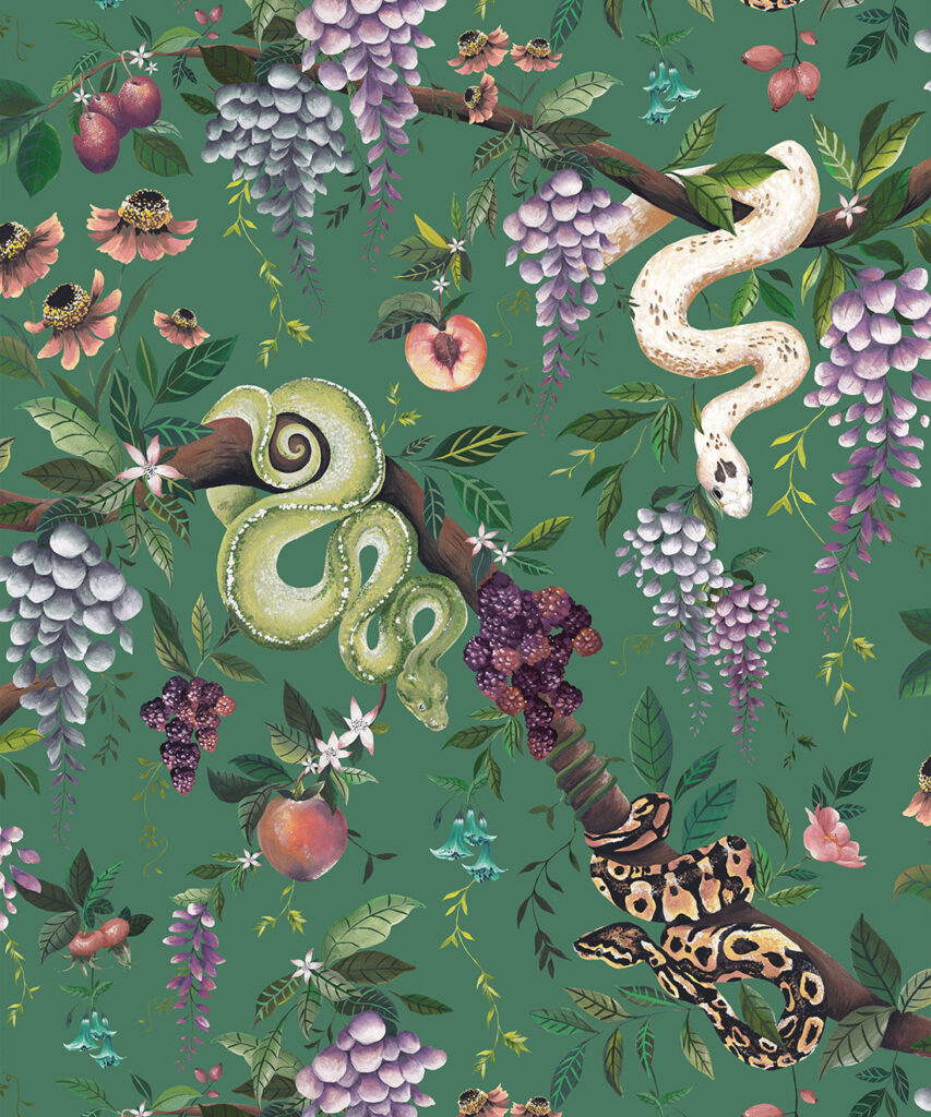 Snake Charmer Wallpaper • Floral Serpent Design • Milton & King UK
